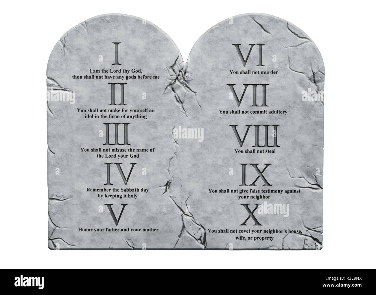 The Ten Commandments, 3D rendering isolated on white background Stock ...