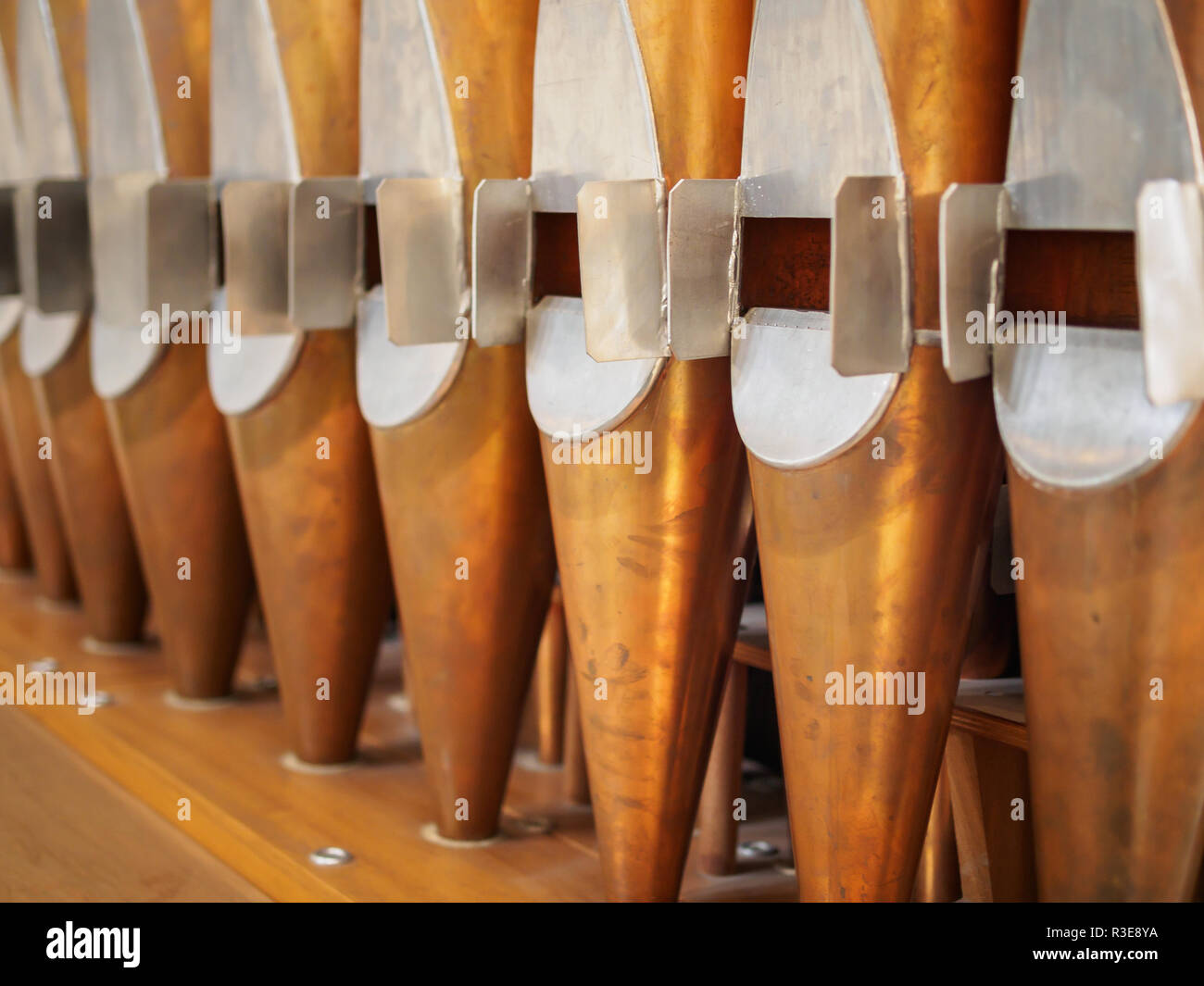Copper organ pipes close up Stock Photo - Alamy