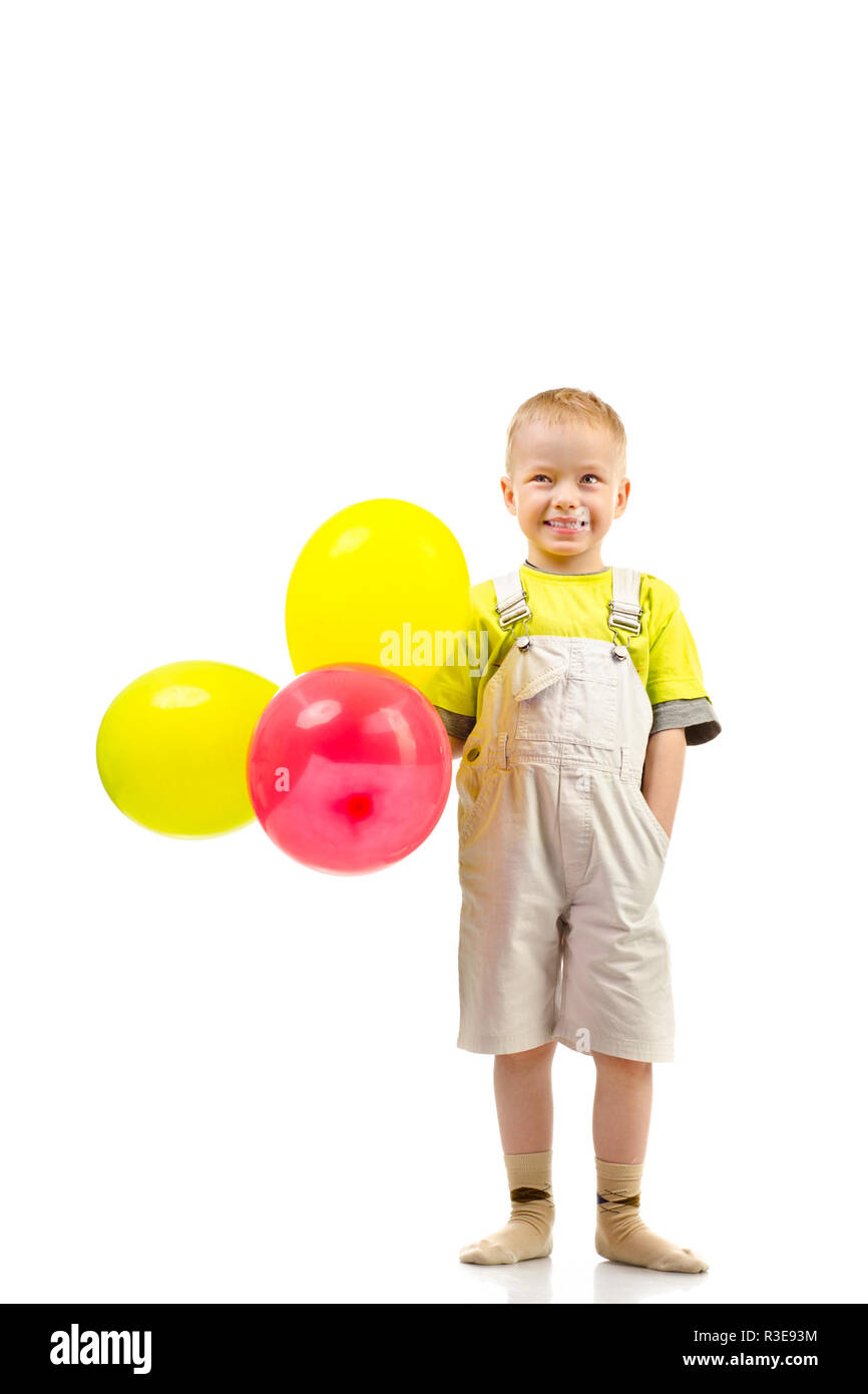 little boy with balloons isolated on a white background Stock Photo - Alamy