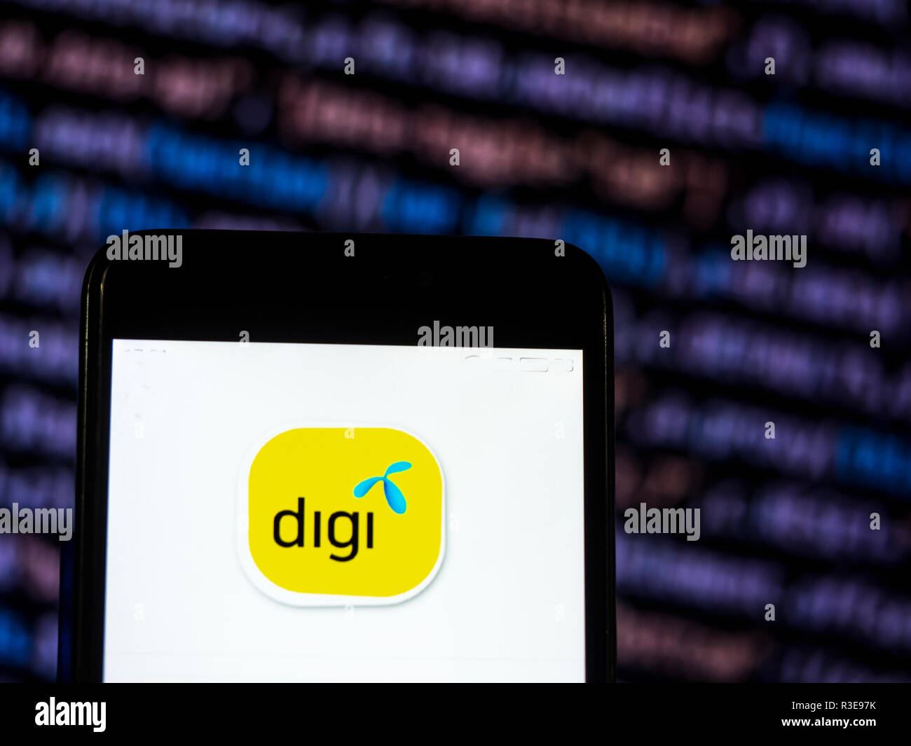 Digi Telecommunications Mobile operator company logo seen displayed on ...