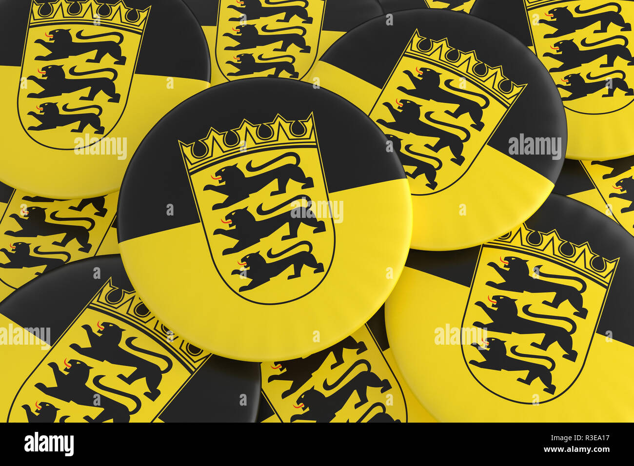 German States Badges: Pile of Baden-Wuerttemberg Flag Buttons, 3d ...