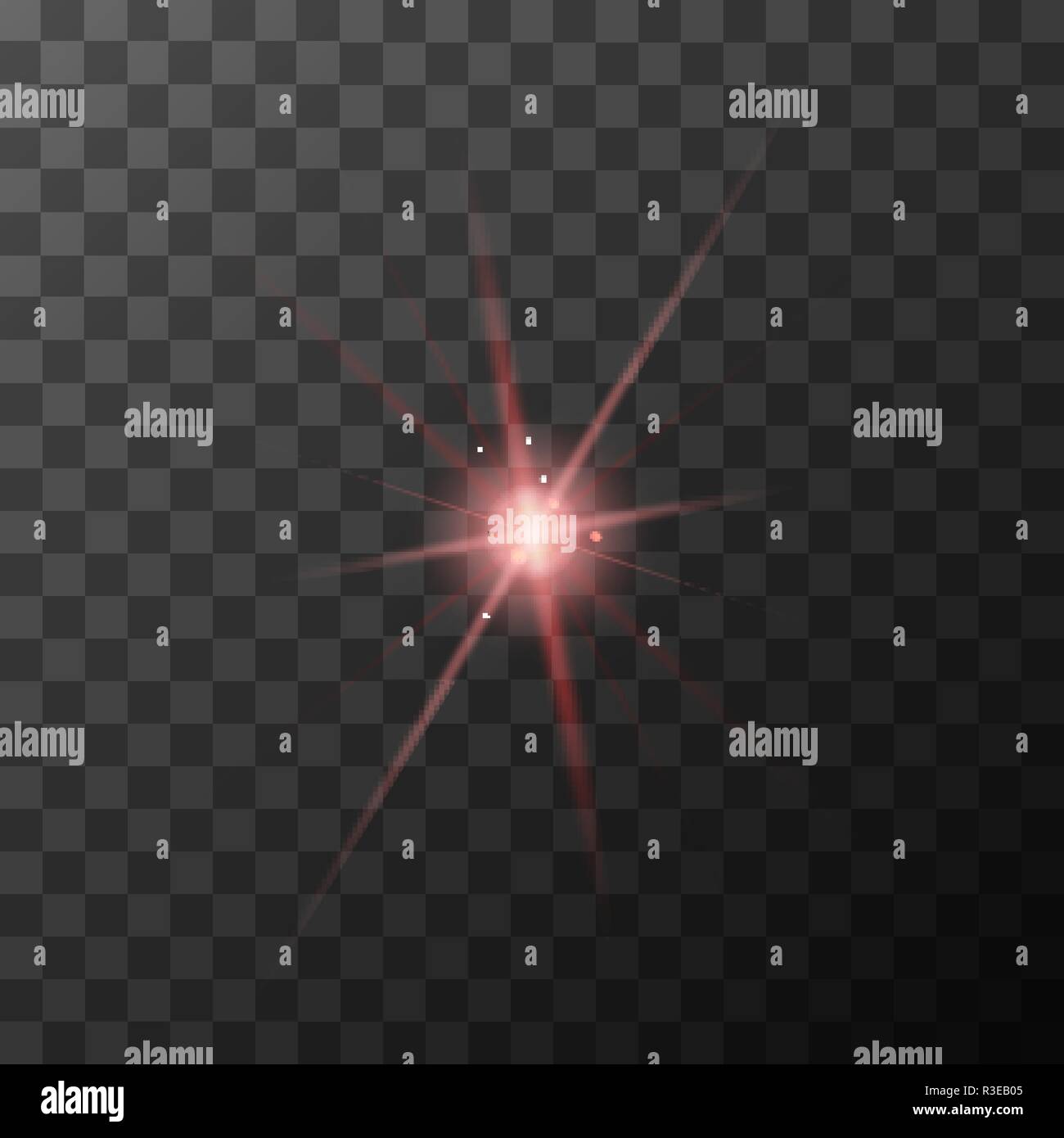 Bright red lighting effect with magic sparkles on transparent Stock ...