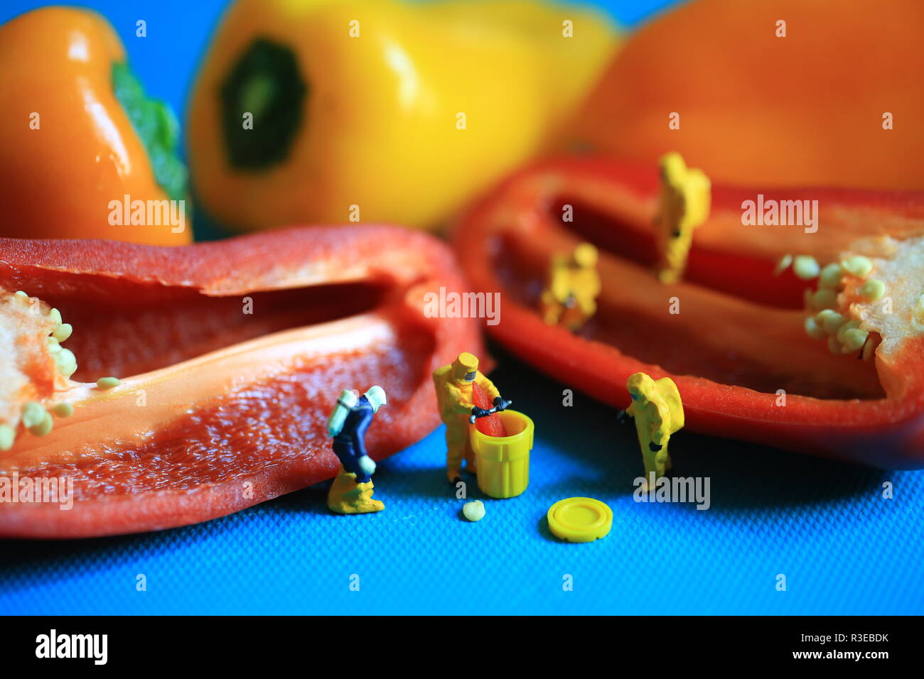 bell pepper food small people Stock Photo - Alamy