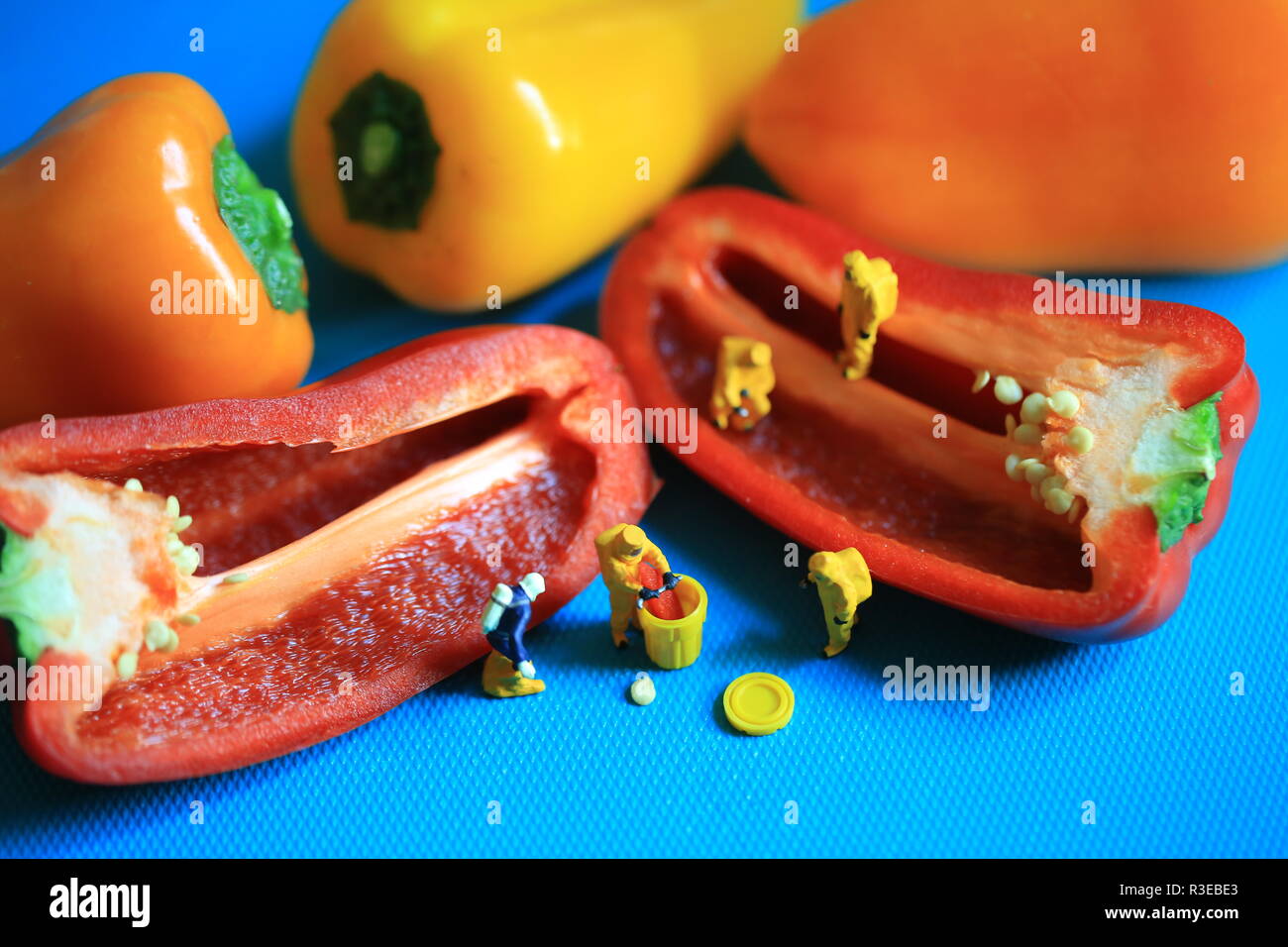 bell pepper food small people Stock Photo - Alamy