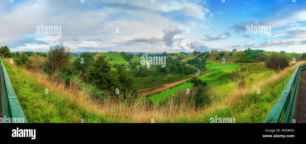 Panoramic view from the Piriaka lookout on SH4 in New Zealand Stock ...