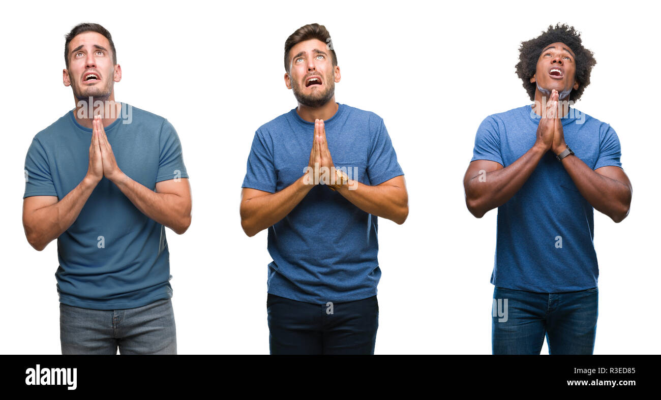 Collage of group of hispanic and african american men over isolated ...
