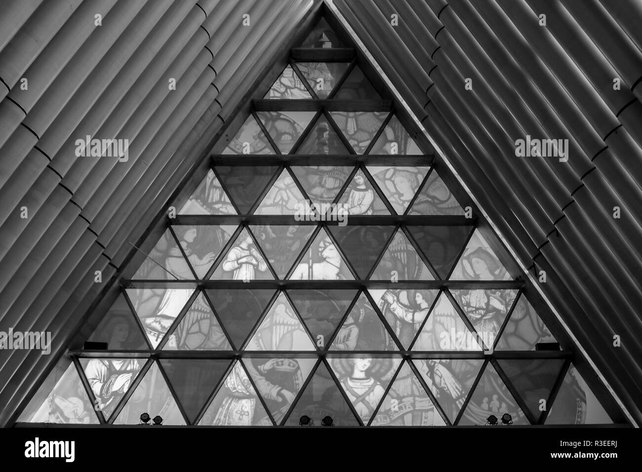 Stained glass window cardboard cathedral Black and White Stock Photos ...