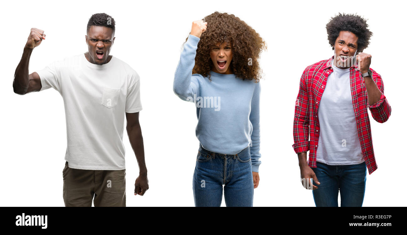 Collage of african american group of people over isolated background ...