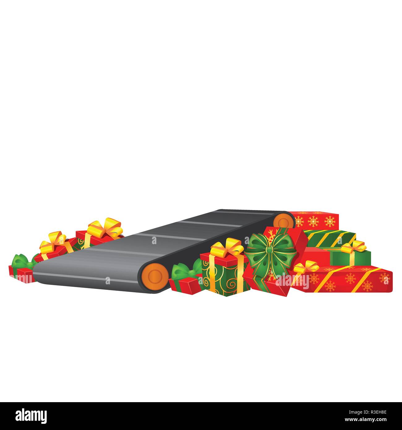 Belt conveyor isolated on a white background. Vector cartoon close-up ...