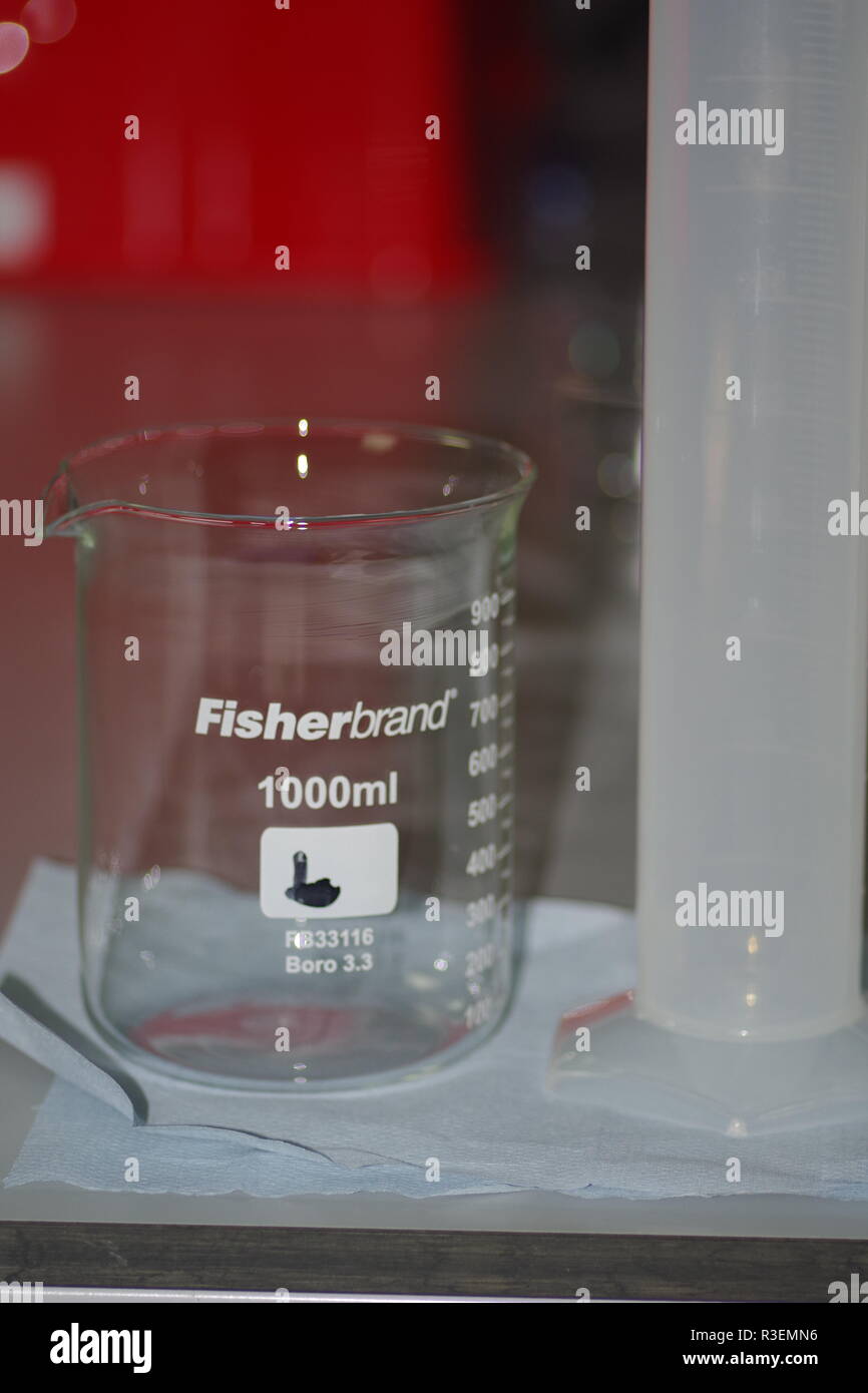 Fisher Glass Graduated Beaker in a Biology Research Laboratory ...