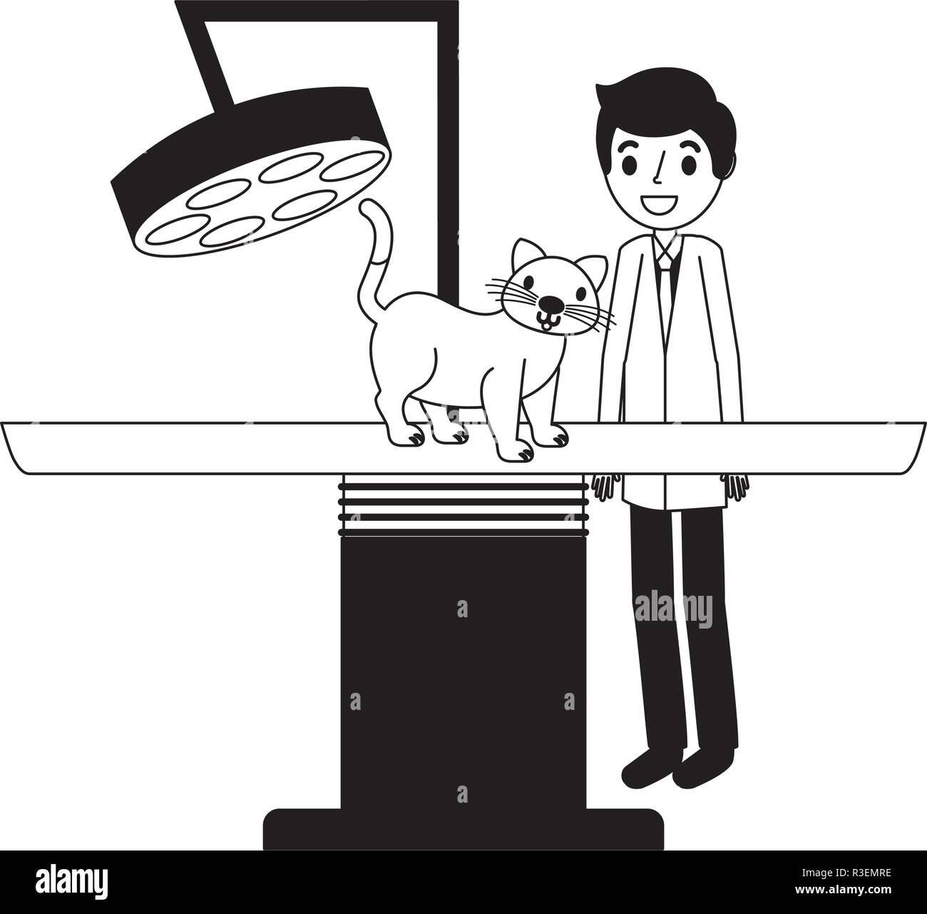 veterinary doctor with cat examination clinic vector illustration ...