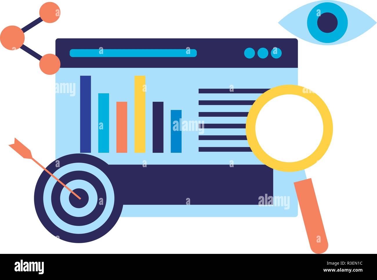 website target magnifying glass search engine optimization vector ...
