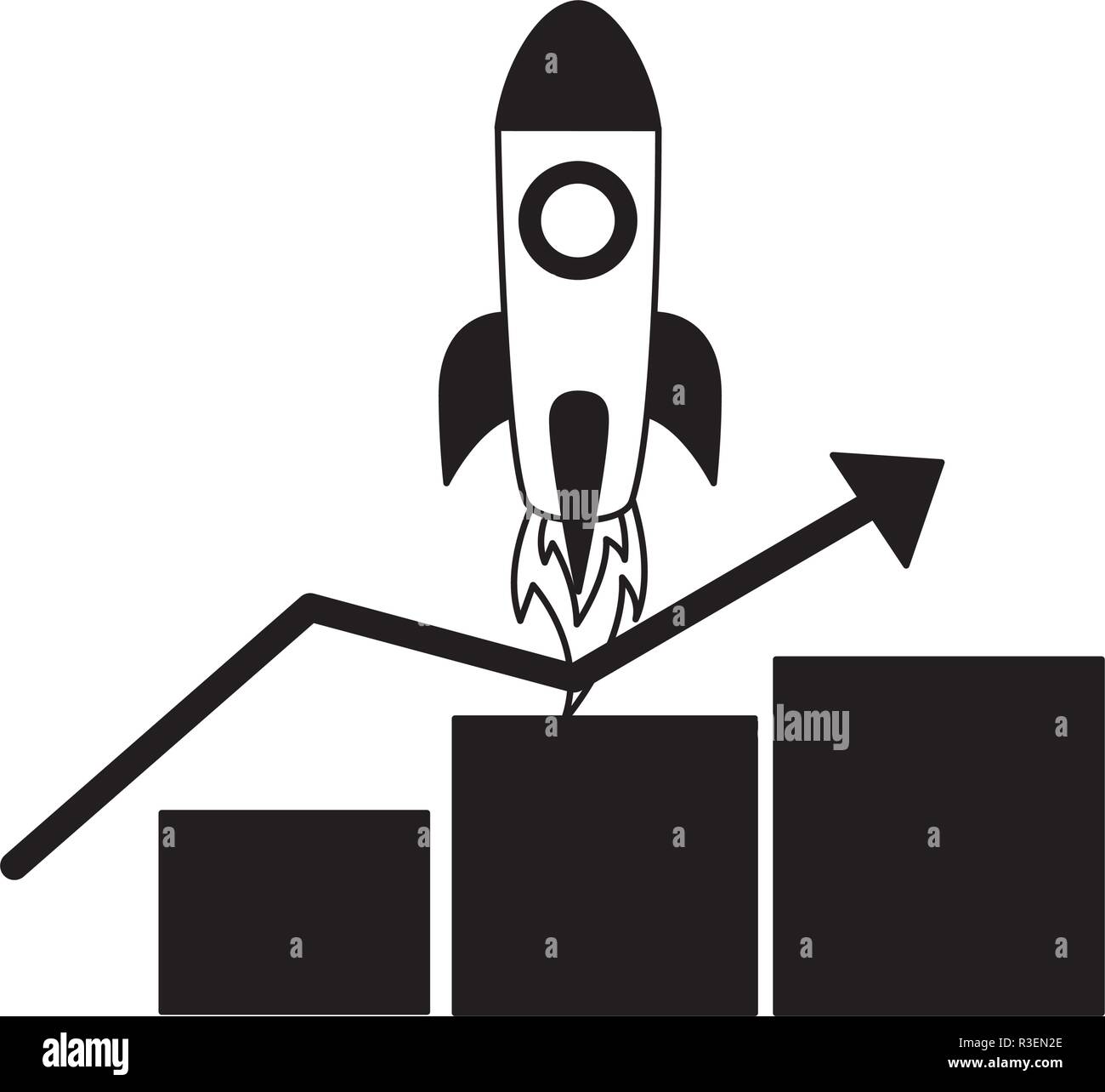 rocket statistics chart search engine optimization vector illustration ...