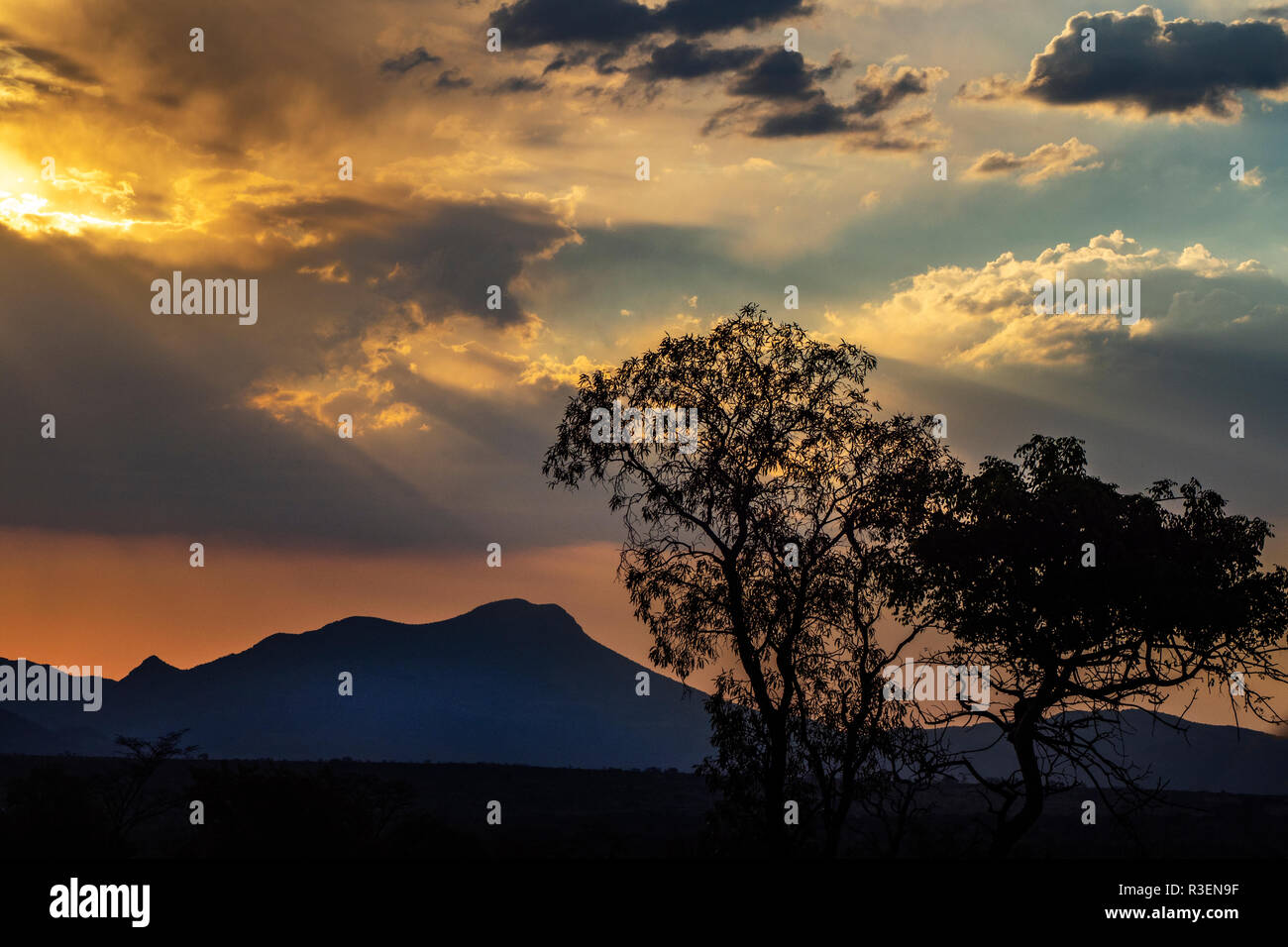 Sunset Dabchick Game Reserve, Waterberg Region. Limpopo Province, South ...