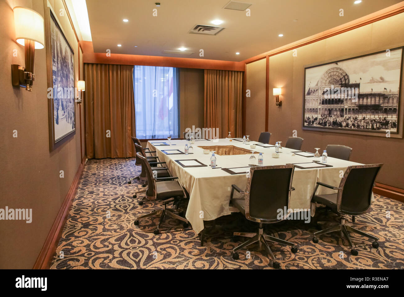 An empty meeting room inside a hotel Stock Photo - Alamy