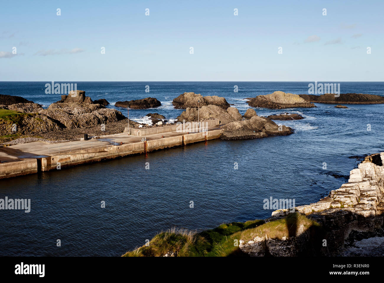 sea entrance to Ballintoy Harbour county antrim northern ireland used ...