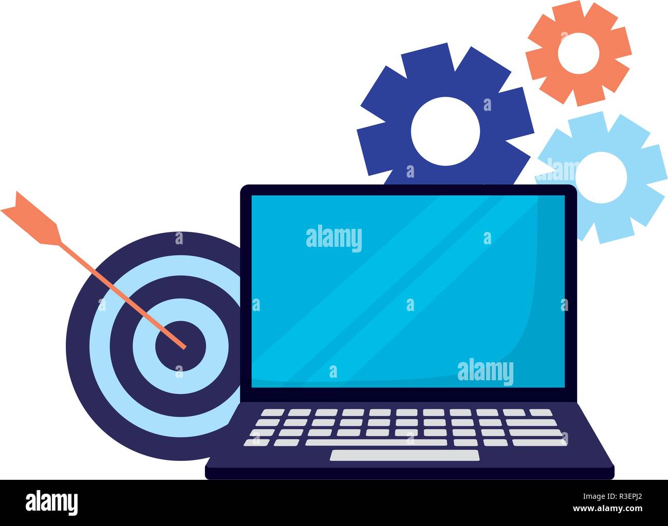 laptop target gears search engine optimization vector illustration ...