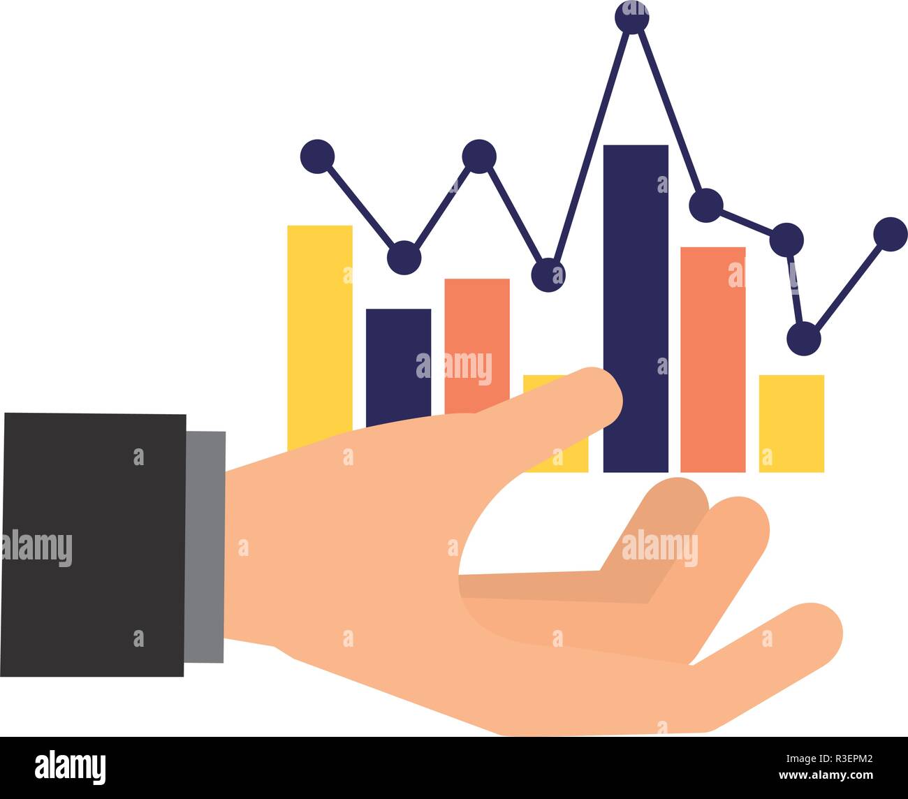 hand with statistics chart search engine optimization vector ...