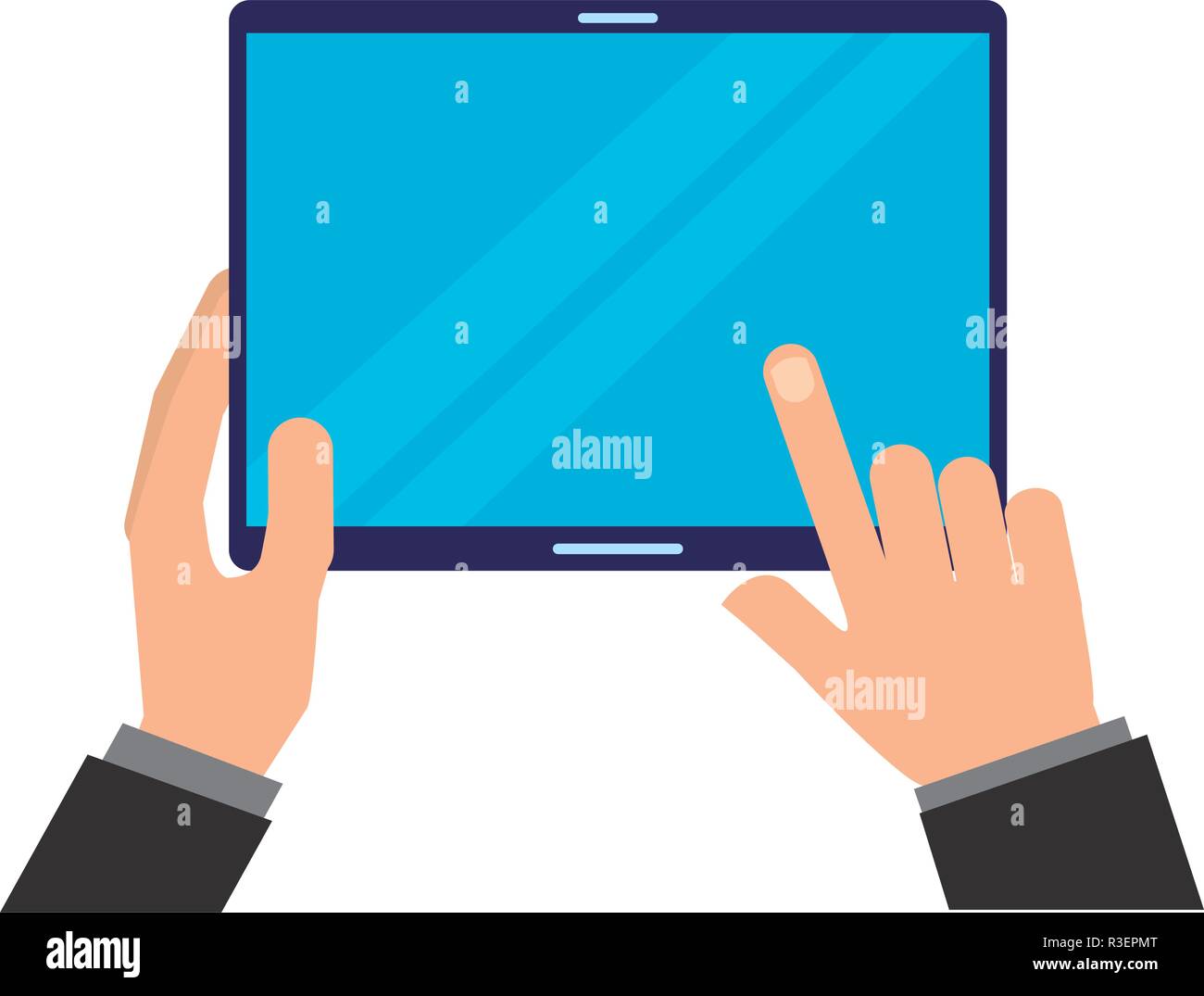 hands holding tablet computer gadget vector illustration Stock Vector ...