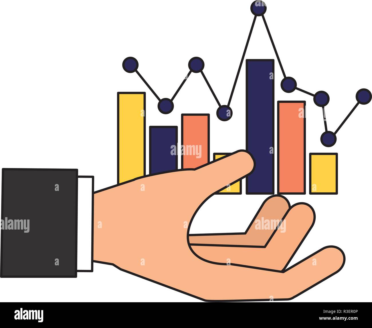 hand with statistics chart search engine optimization vector ...