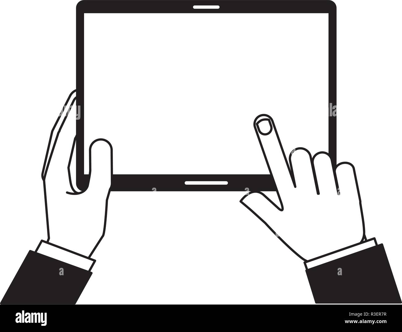 hands holding tablet computer gadget vector illustration Stock Vector ...