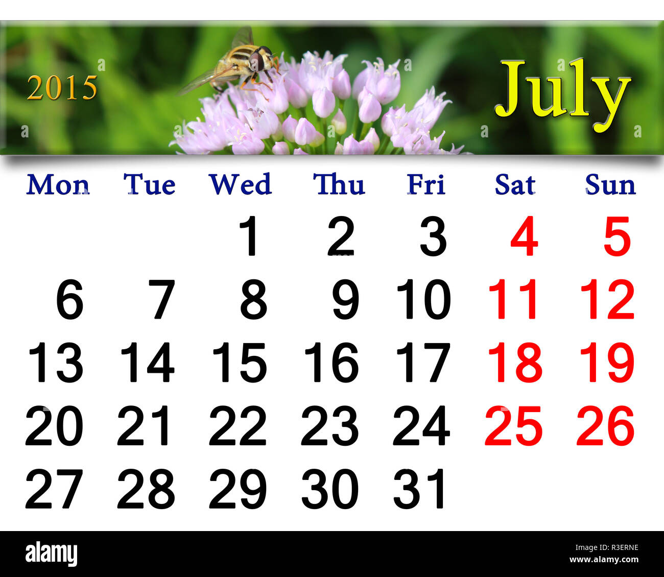 Calendar sheet july hi-res stock photography and images - Alamy