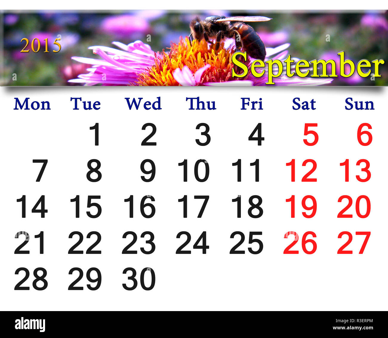 September calendar sheet hi-res stock photography and images - Alamy