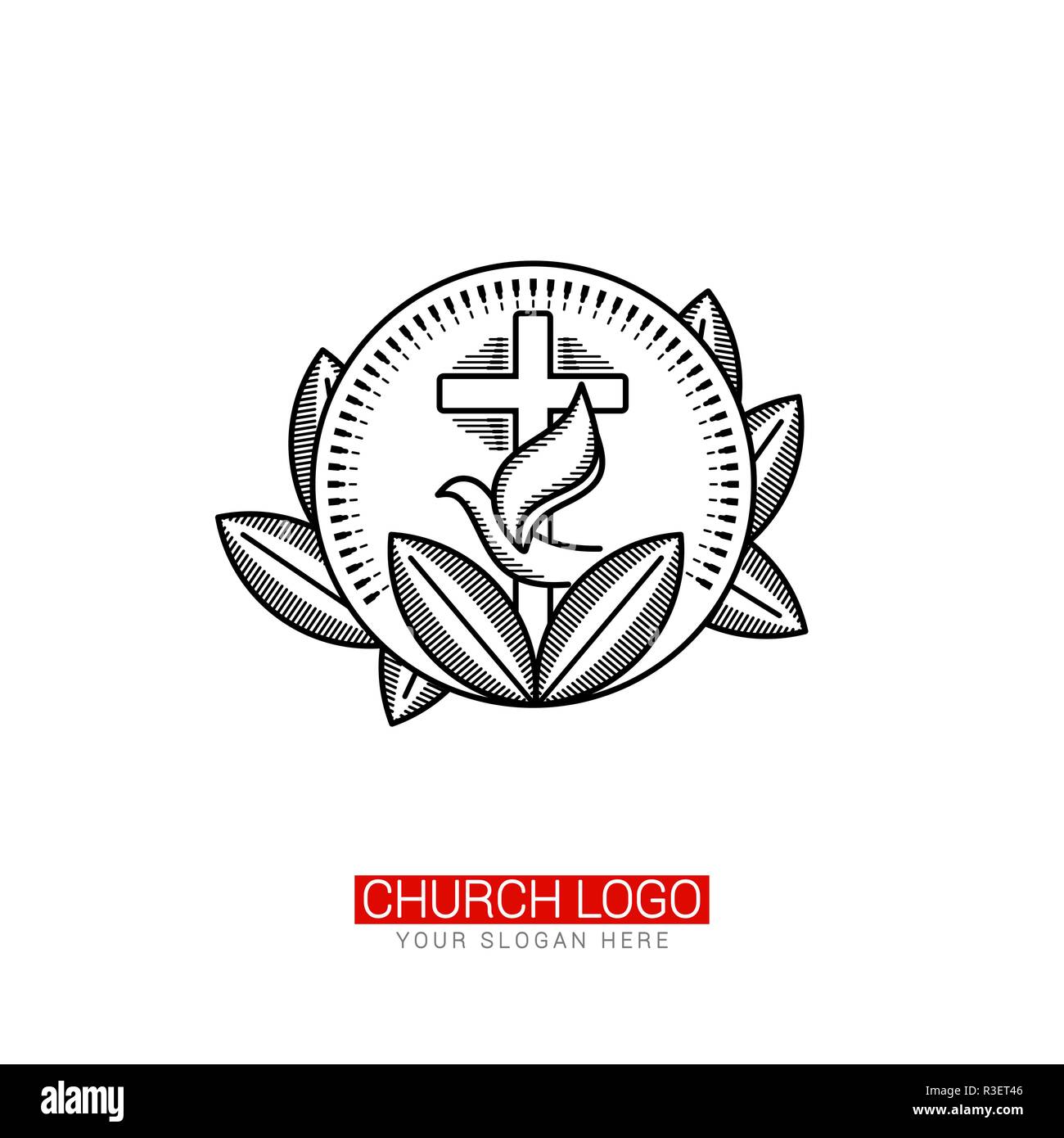 Church logo. Christian symbols. Cross of the Savior Jesus Christ and ...