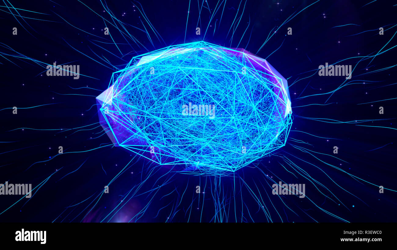 Polygonal brain shape of an artificial intelligence with lines and ...