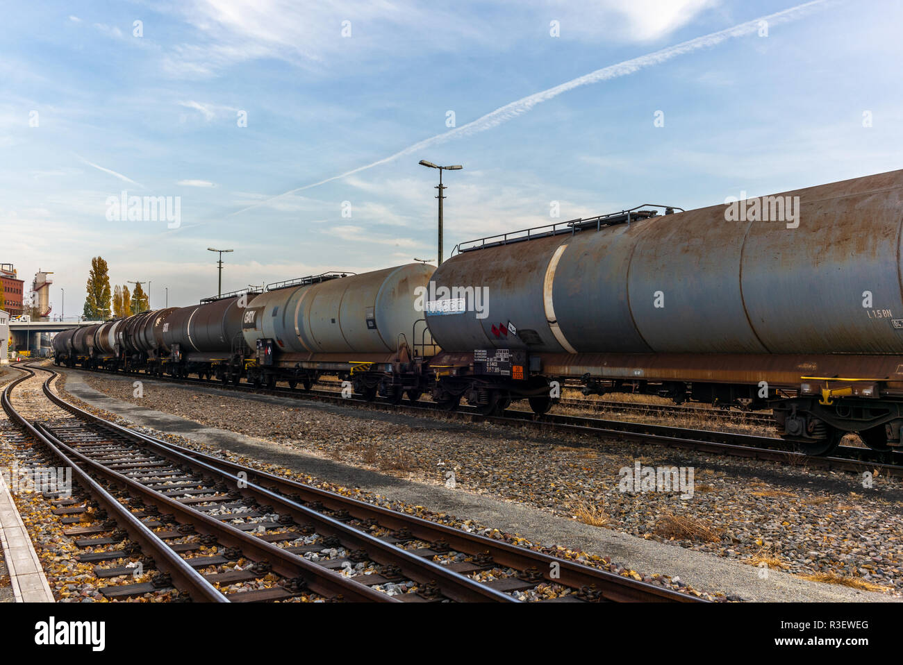BERLIN, GERMANY - NOVEMBER 5, 2018: Railway containers and other ...