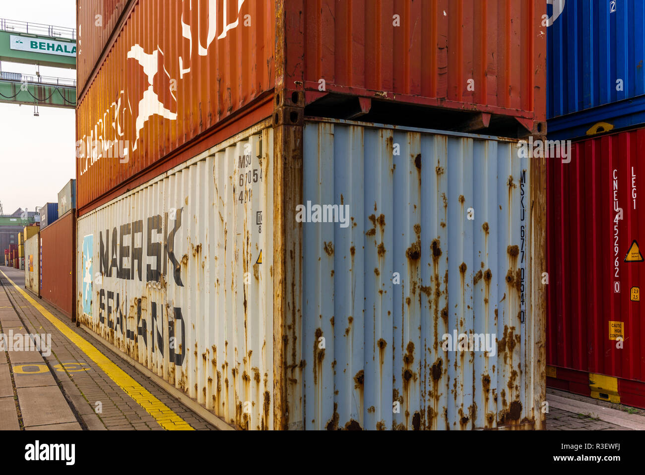 BERLIN, GERMANY - NOVEMBER 5, 2018: Railway containers and other ...