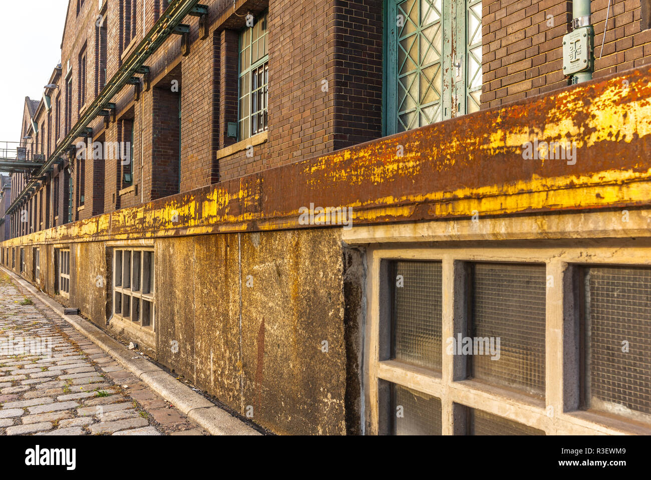 Industrial warehouses in red bricks buildings on the docks of the ...