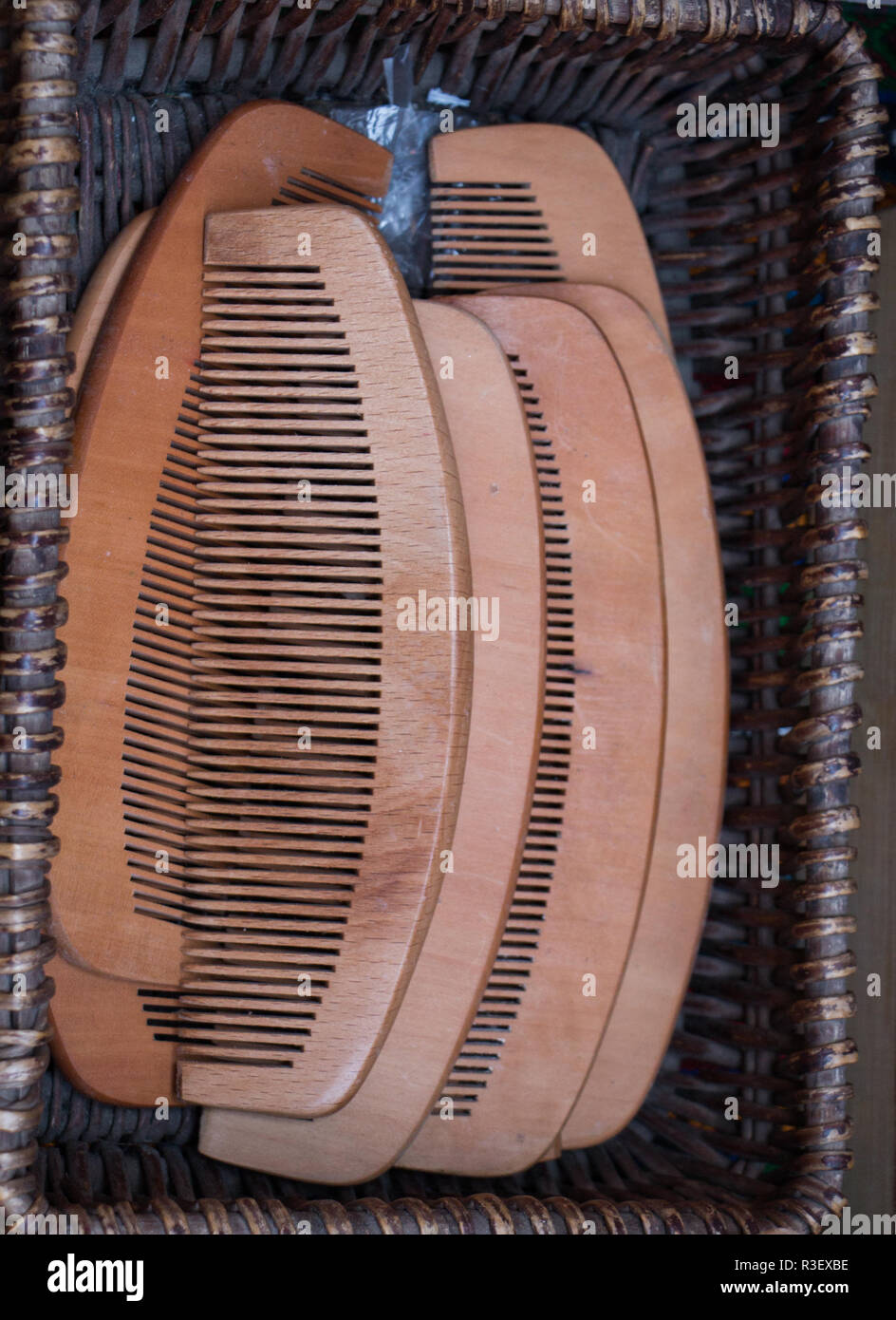 Old style hair comb made of wood Stock Photo - Alamy