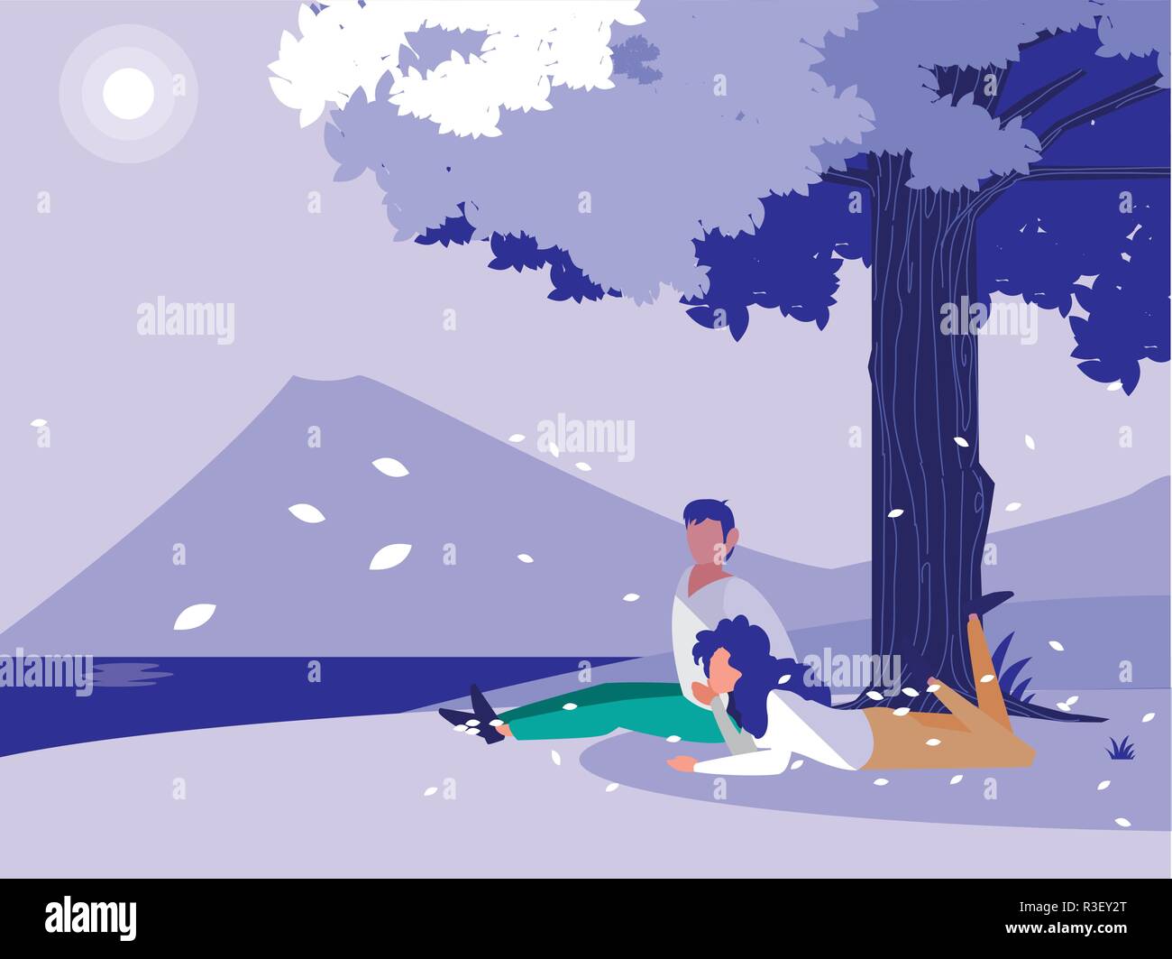 creative landscape with tree and people vector illustration design ...