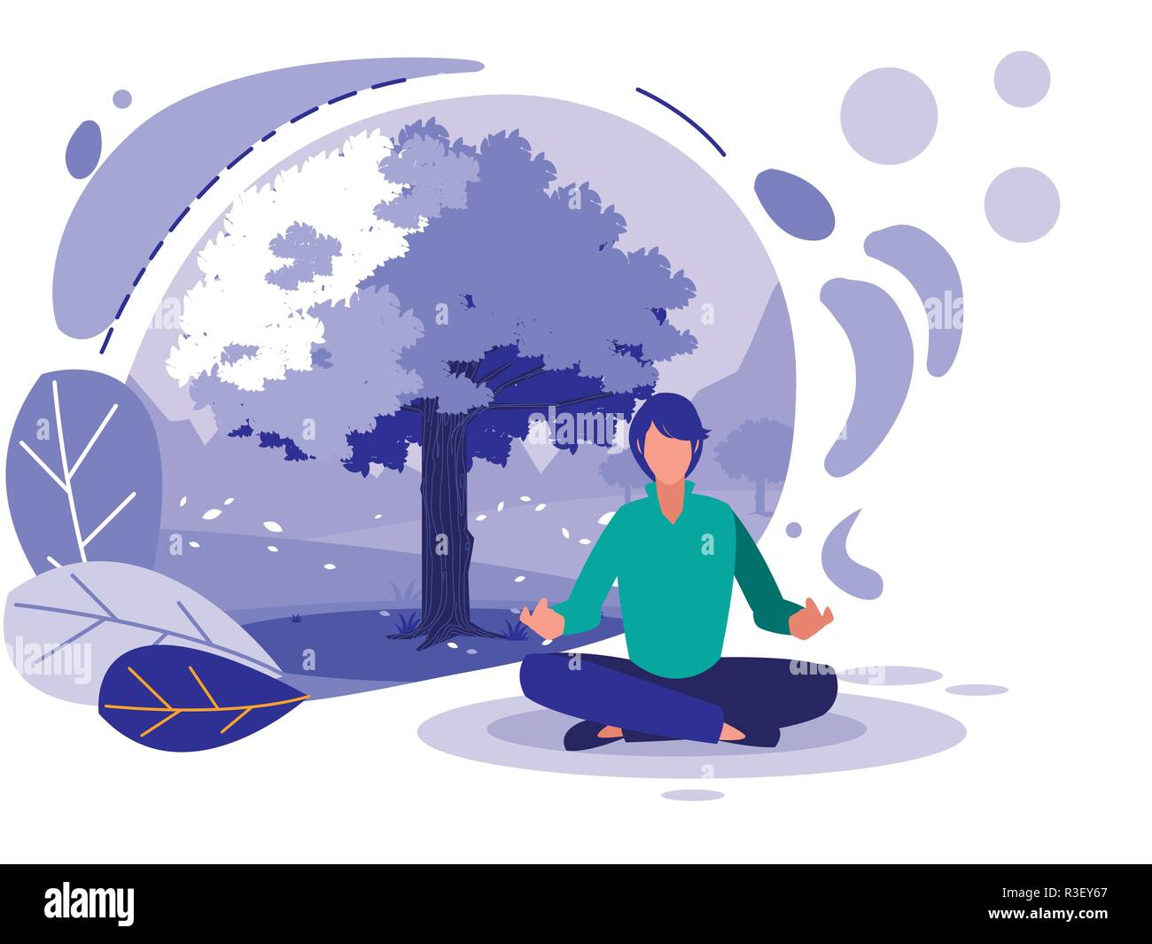 creative landscape with tree and man vector illustration design Stock ...