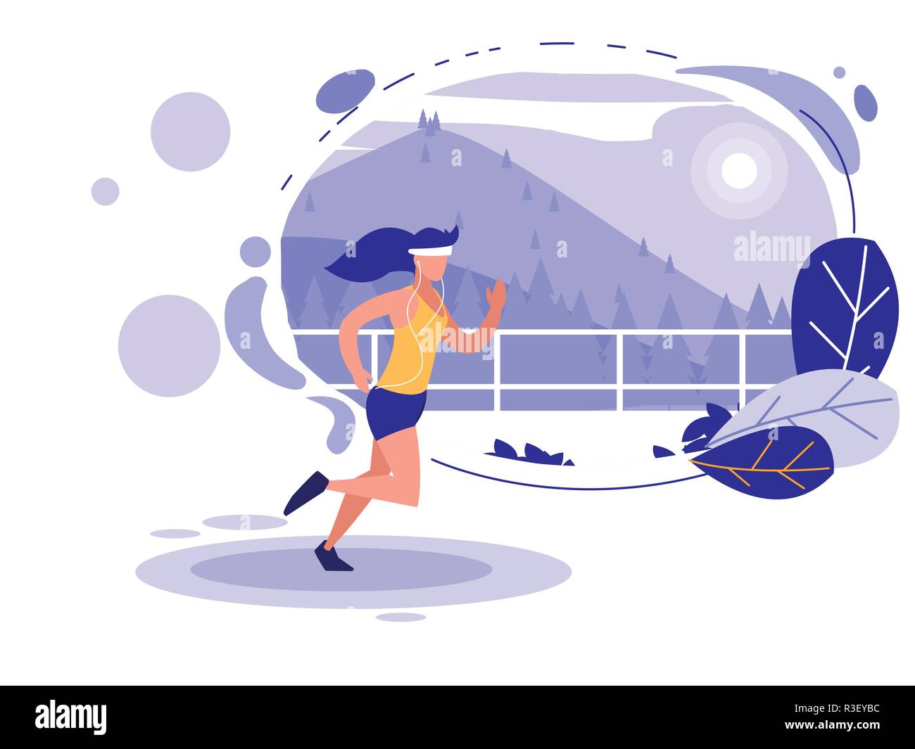 creative landscape with woman running vector illustration design Stock ...
