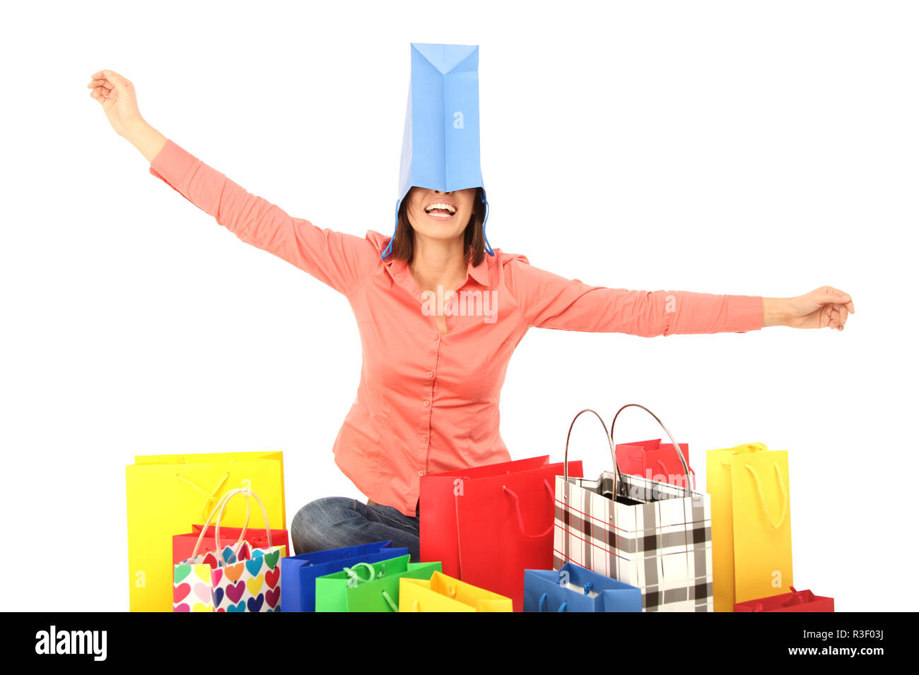 woman with bag over head Stock Photo - Alamy