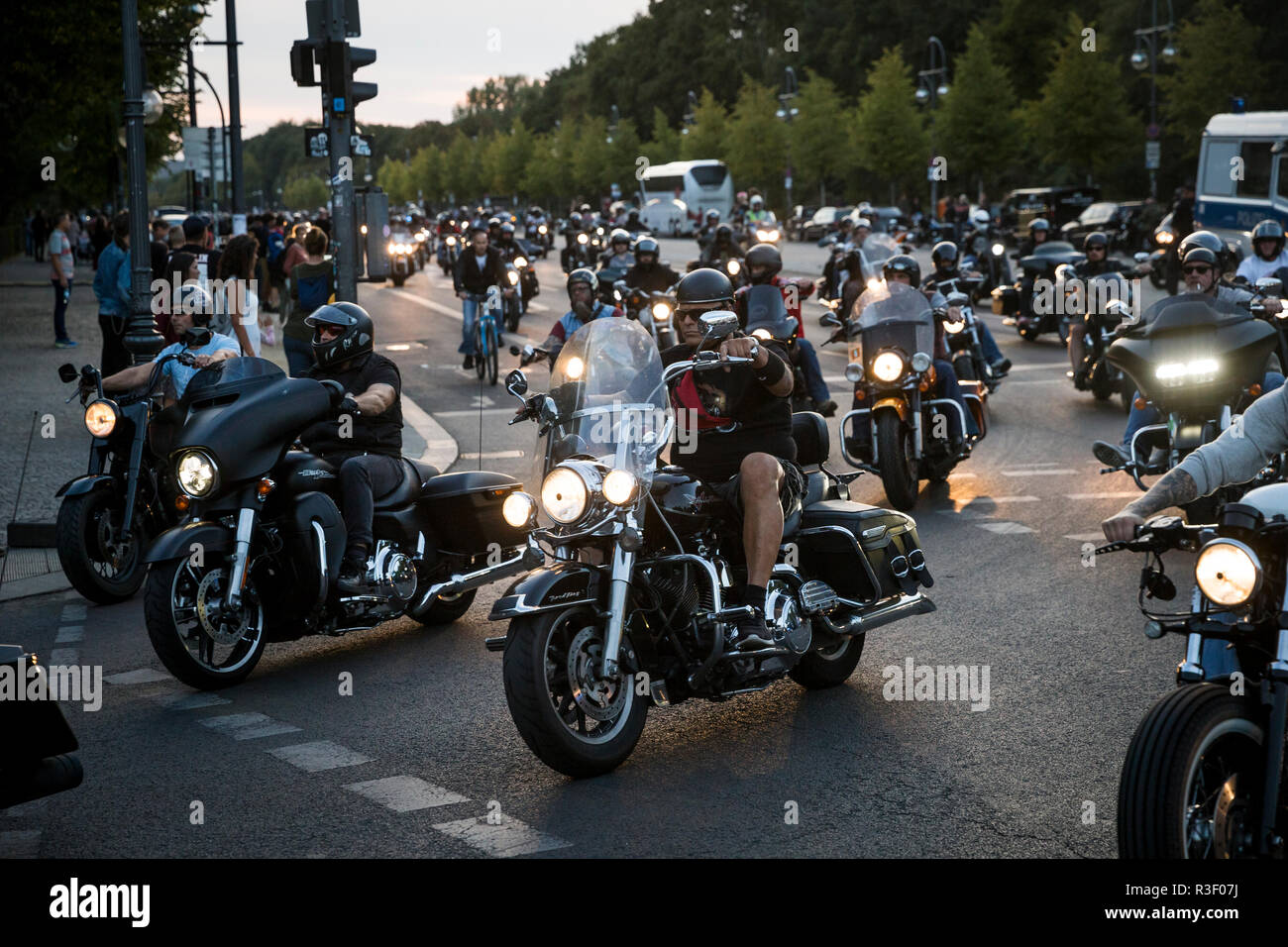 Bikers turning onto Ebertstrasse near the Brandenburg Gate and the ...