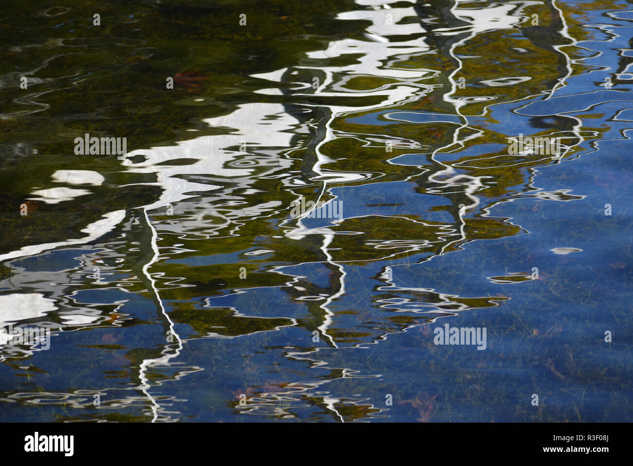 beautiful reflections on the water surface of a lake, abstract ...