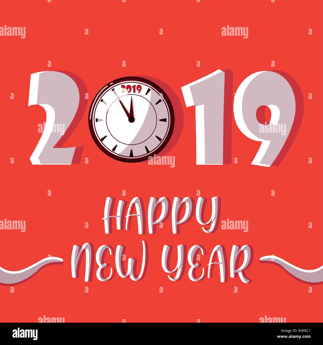 happy new year 2019 lettering vector illustration design Stock Vector ...