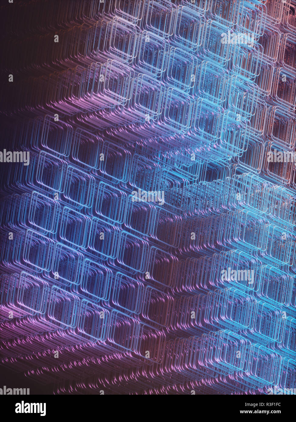 3D illustration. Artistic abstract tubular structure. Image with light ...