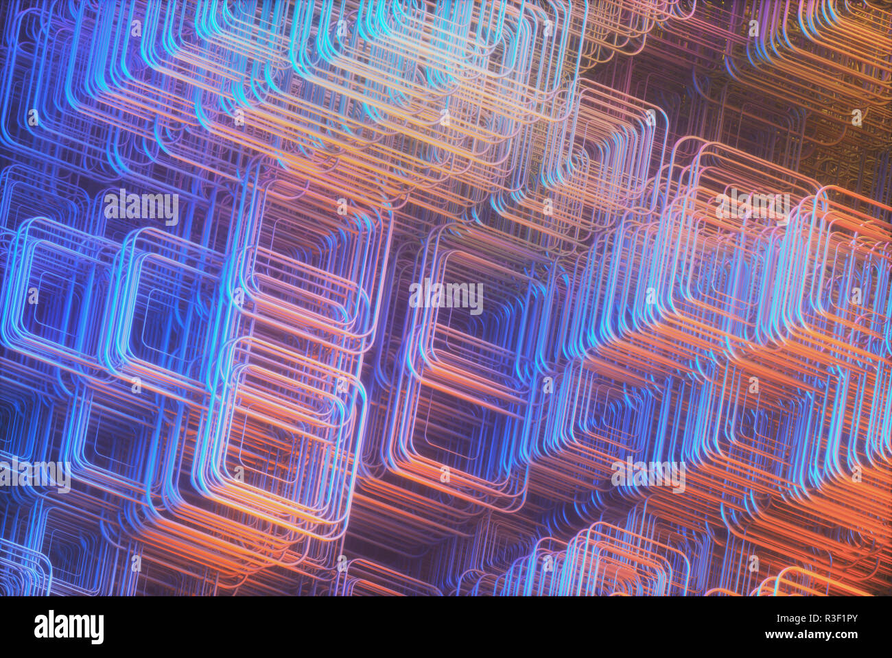 3D illustration. Artistic abstract tubular structure. Image with light ...