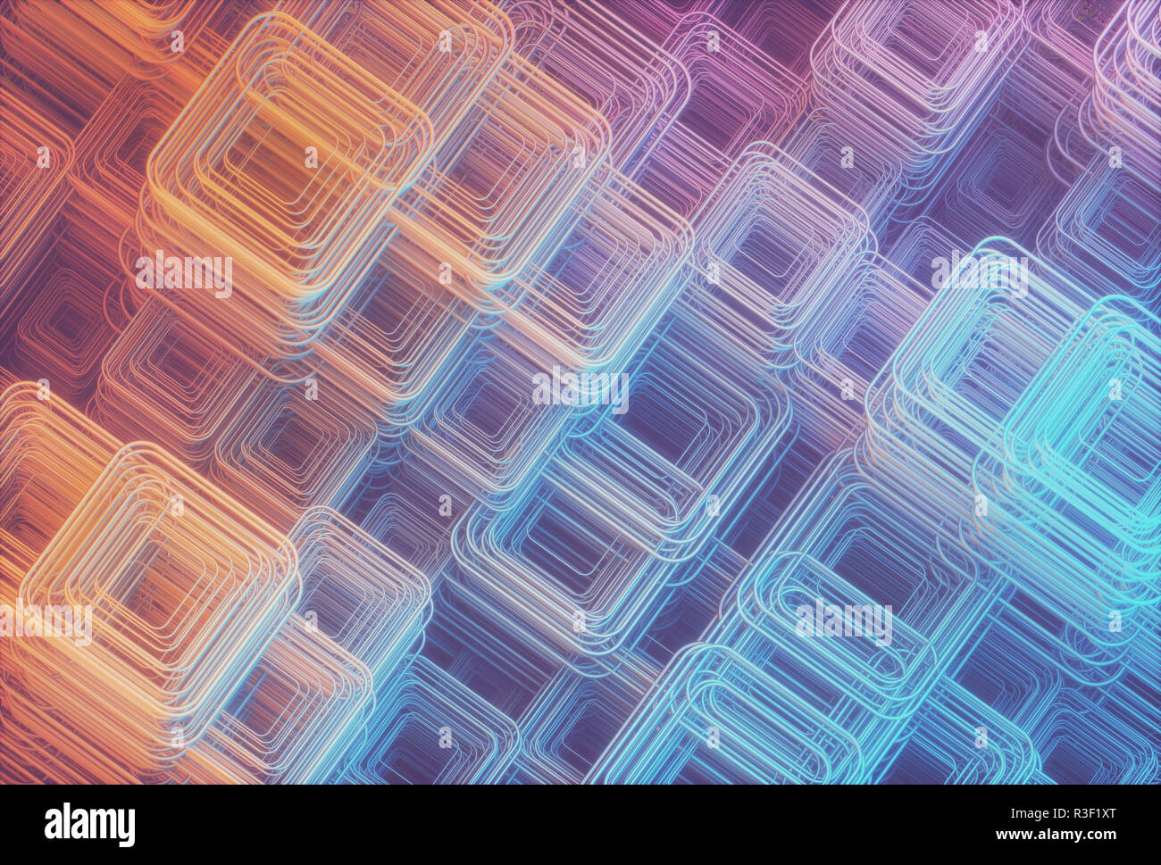 3D illustration. Artistic abstract tubular structure. Image with light ...