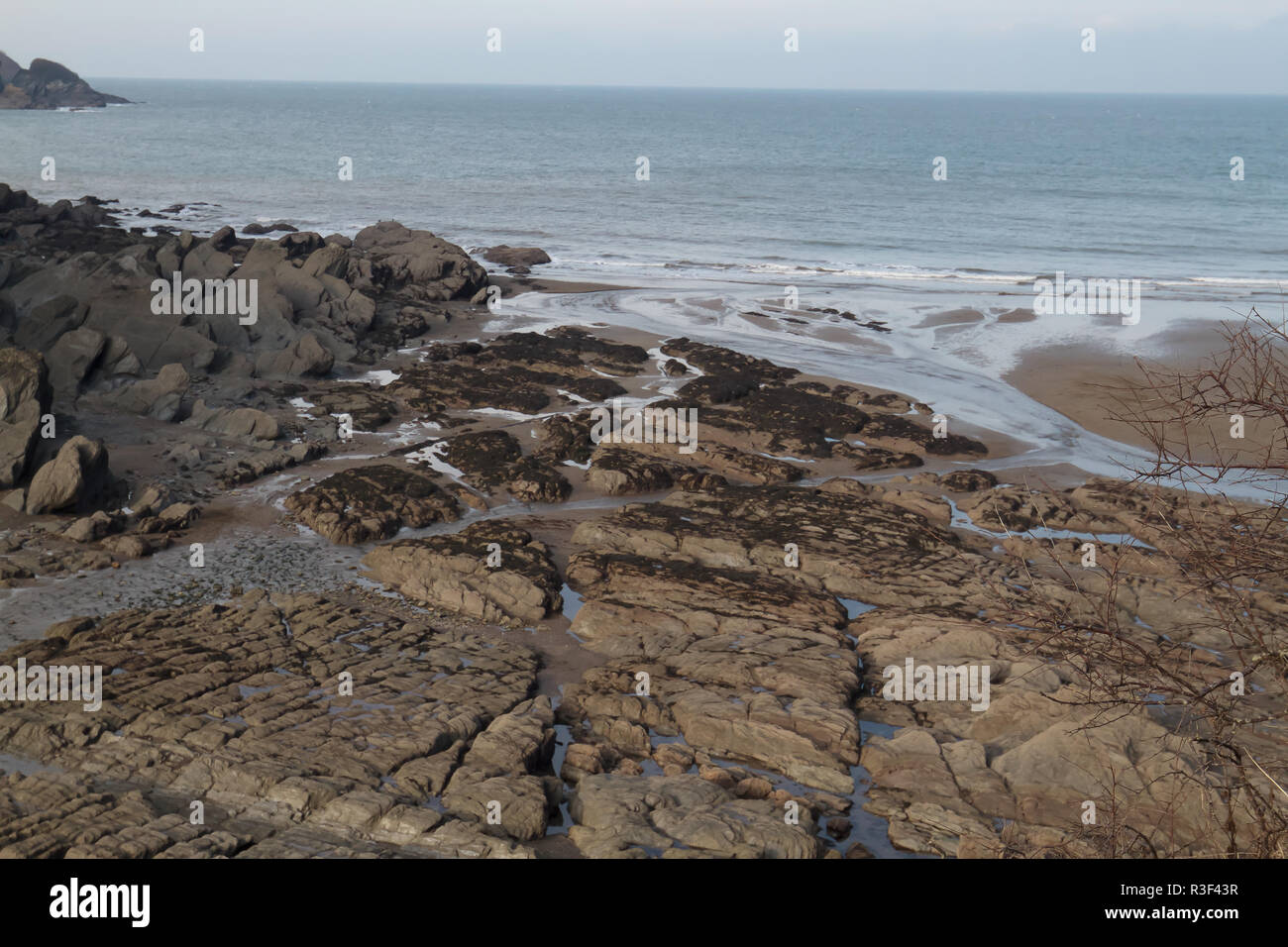 View over Combe Martin Beach in Devon,UK Stock Photo - Alamy