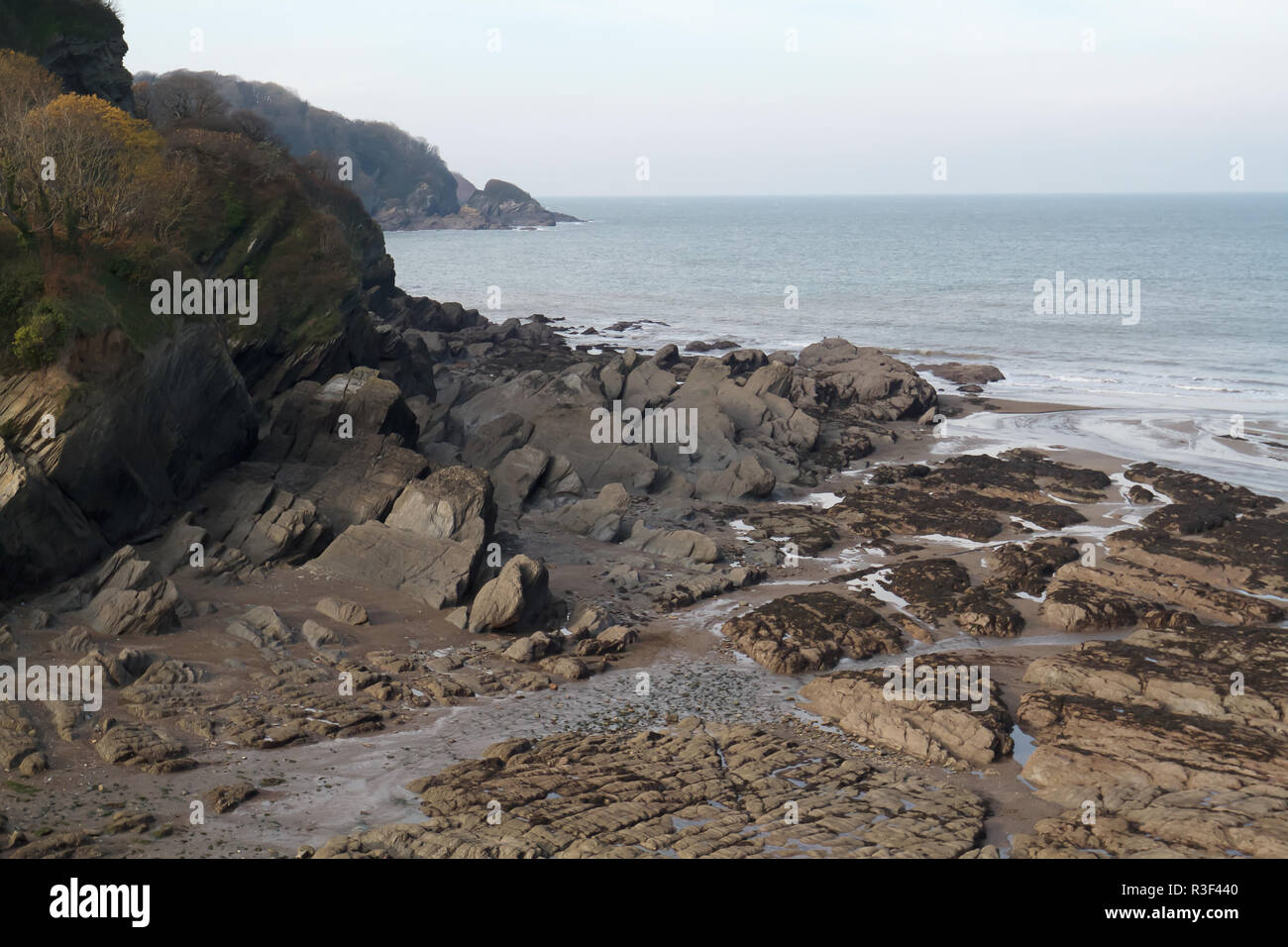 View over Combe Martin Beach in Devon,UK Stock Photo - Alamy