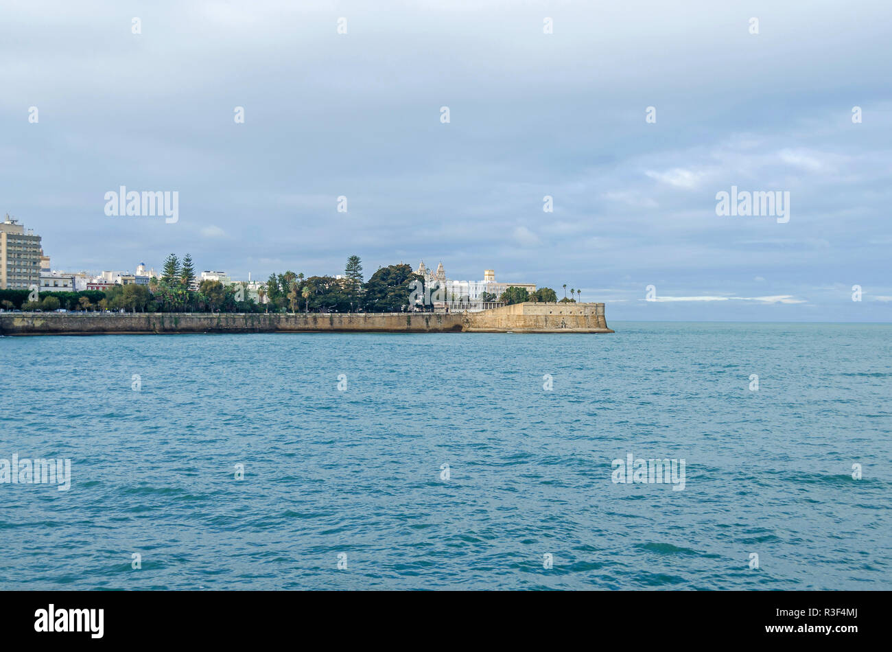 Remnants of the city walls with the bastion Baluarte de la Candelaria ...