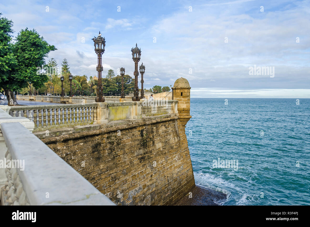 Remnants of the city walls with the landscaped walk and public park of ...