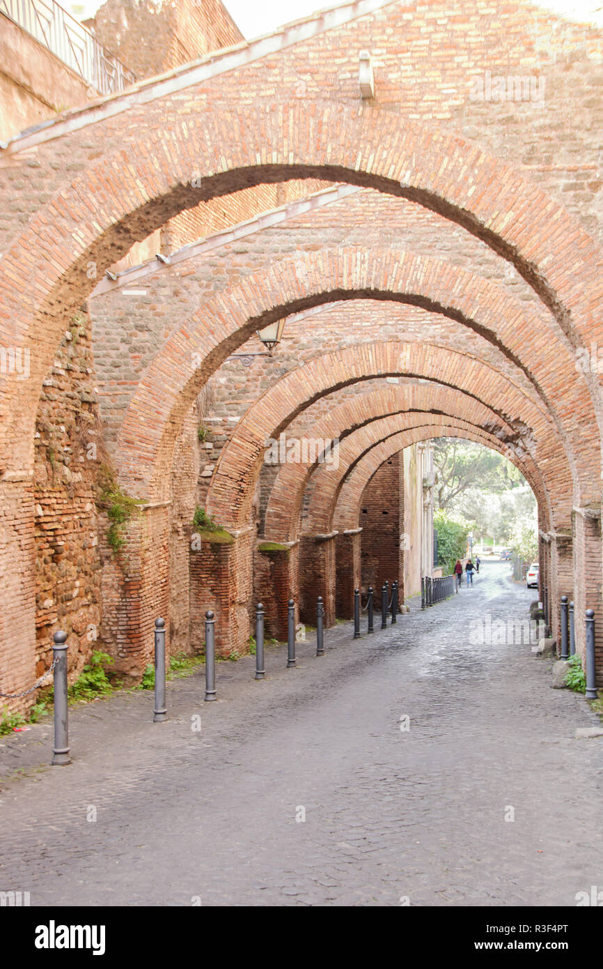 The ancient road of Clivus Scauri on Celio hill at Rome, Italy Stock ...