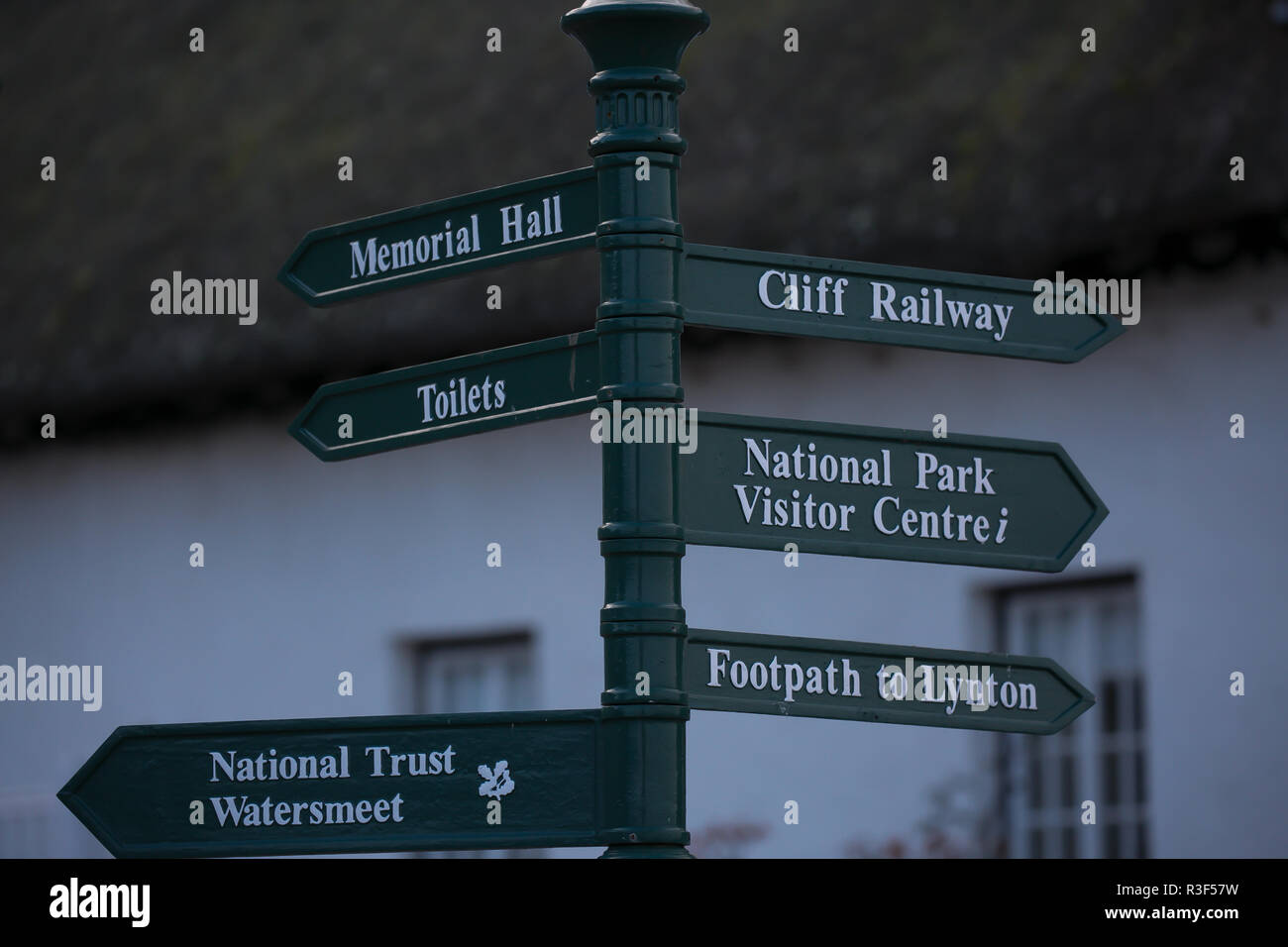 Cliff Railway metal information sign in Lynmouth,Devon,UK Stock Photo ...