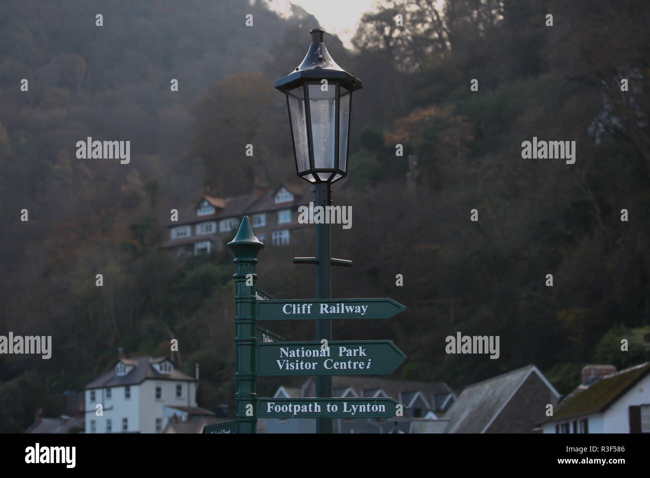 Cliff Railway metal information sign in Lynmouth,Devon,UK Stock Photo ...